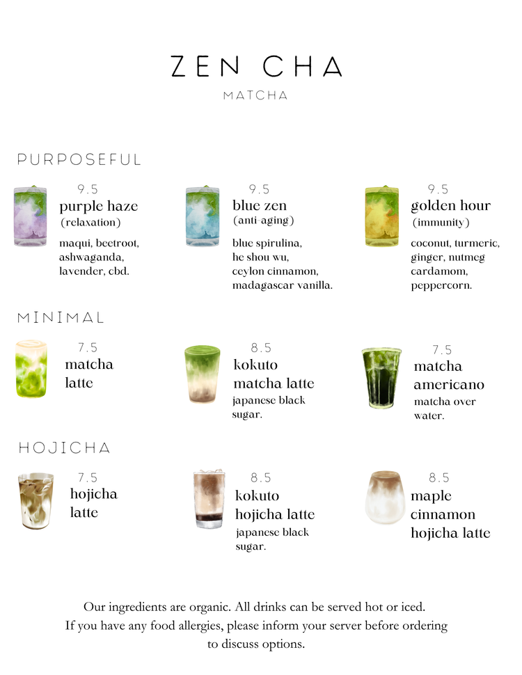 Menu – Zen Cha Matcha
