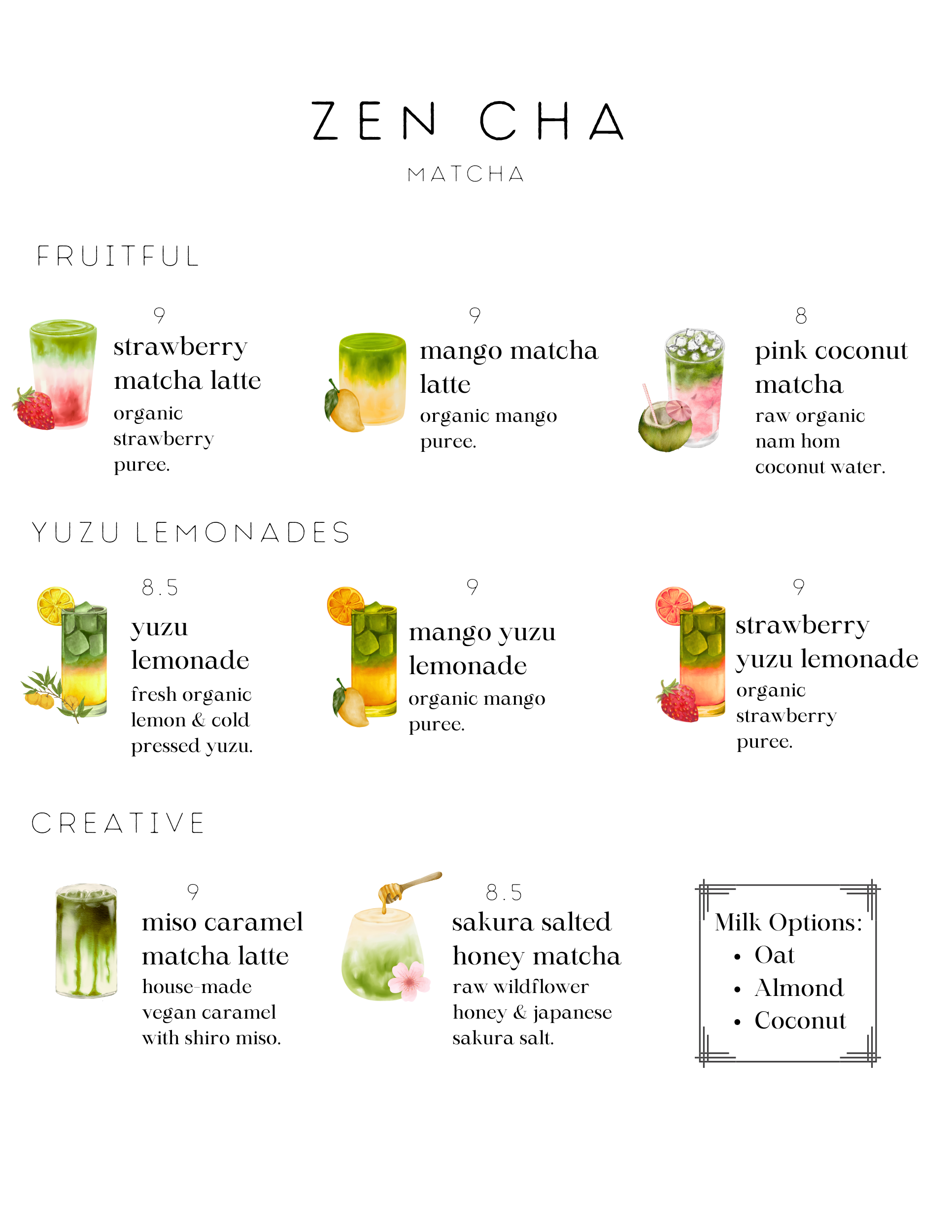 Menu – Zen Cha Matcha